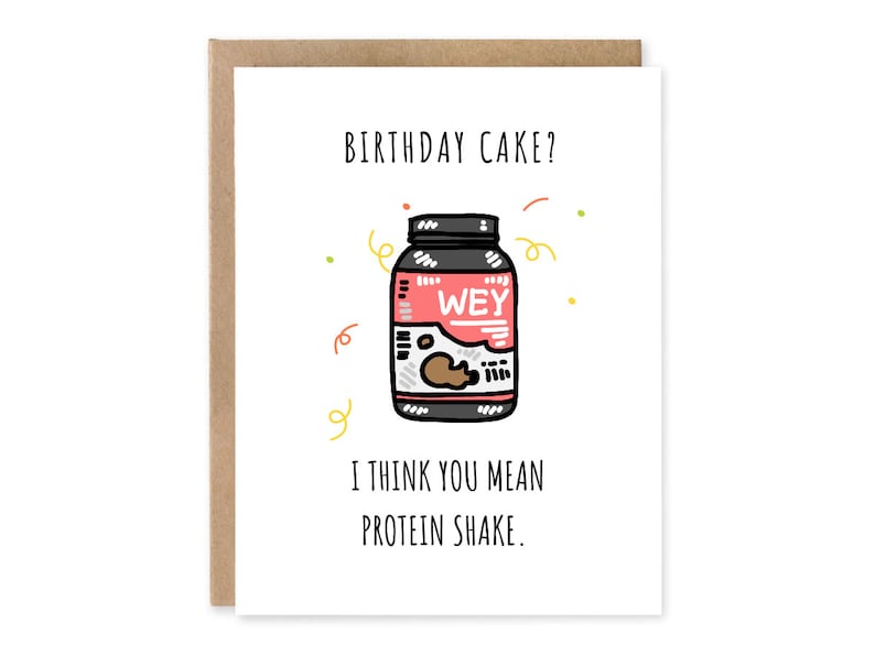 Funny Gym Birthday Card, Protein Shake Pun - Etsy