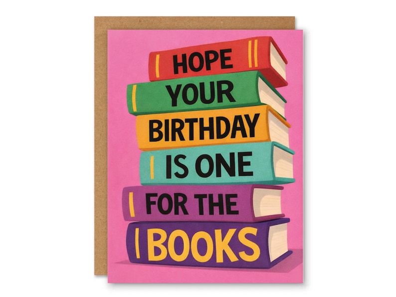 Funny Book Birthday Card, Literary Reader Greeting, Bookworm Gift ...