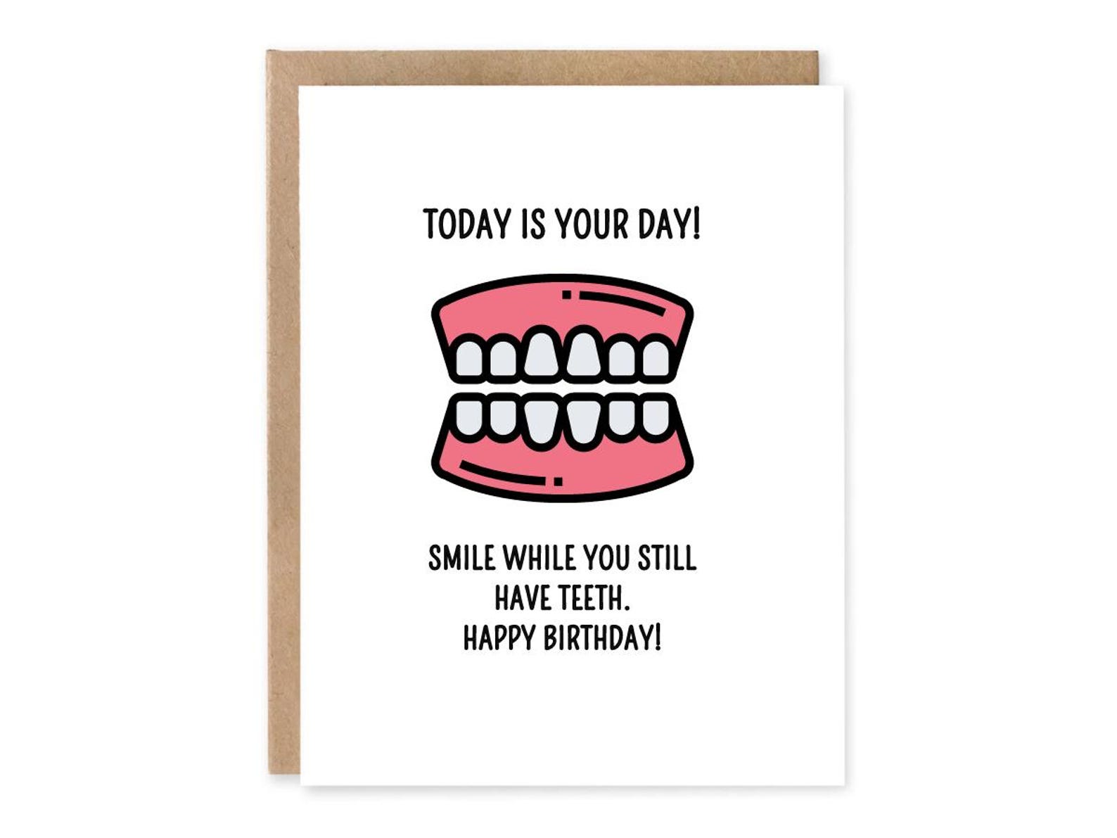 Dentures Birthday Card - Funny Birthday Card - Funny Teeth Card - Old ...