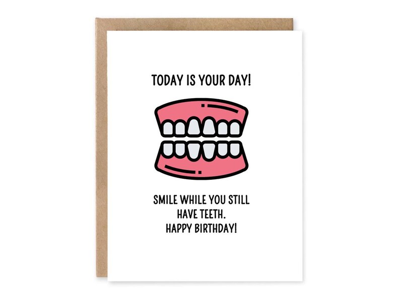 Dentures Birthday Card - Funny Birthday Card - Funny Teeth Card - Old ...