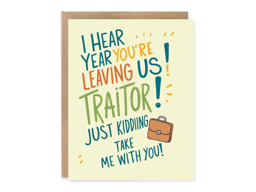 Funny Traitor Greeting Card, Coworker Leaving, New Job, Work Wife, Work ...