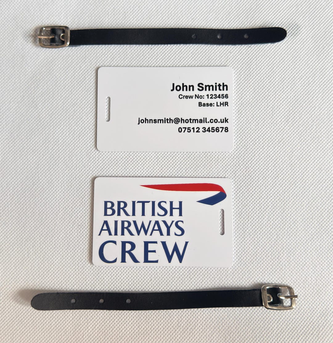 British Airways Crew Personalised PVC Plastic Luggage Tag With ...