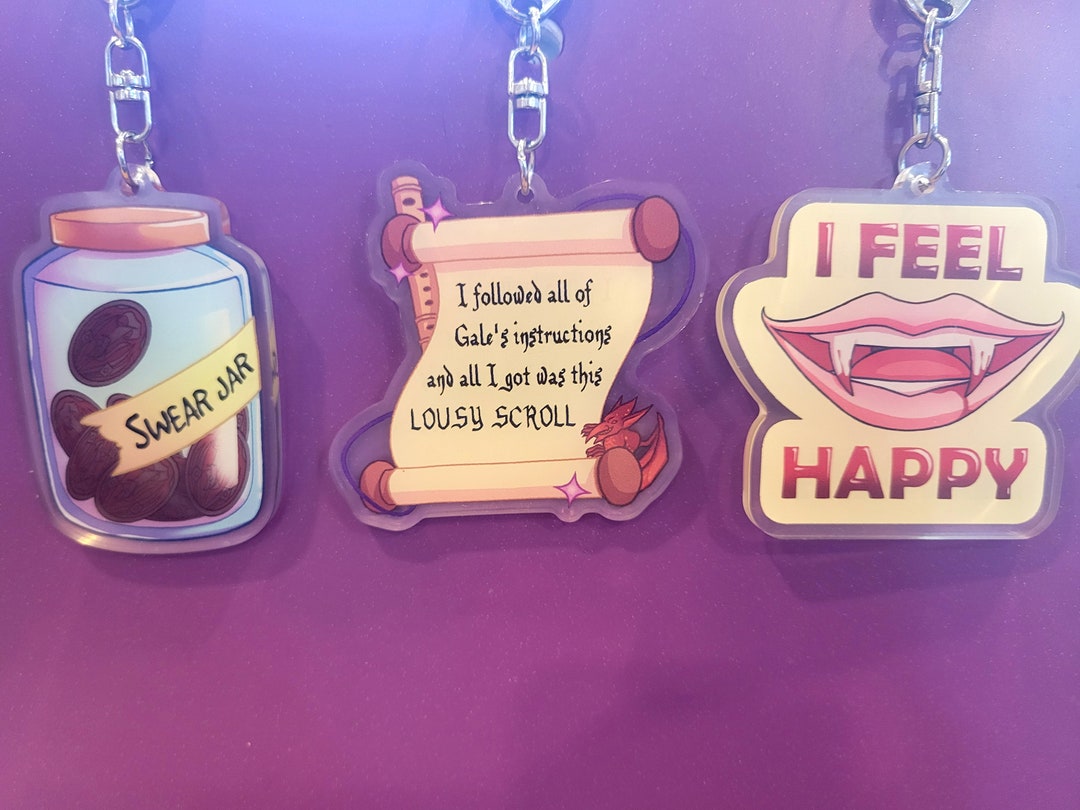 D&D BG3 Themed Acrylic Charms/keychains: Karlach, Gale, Astarion - Etsy