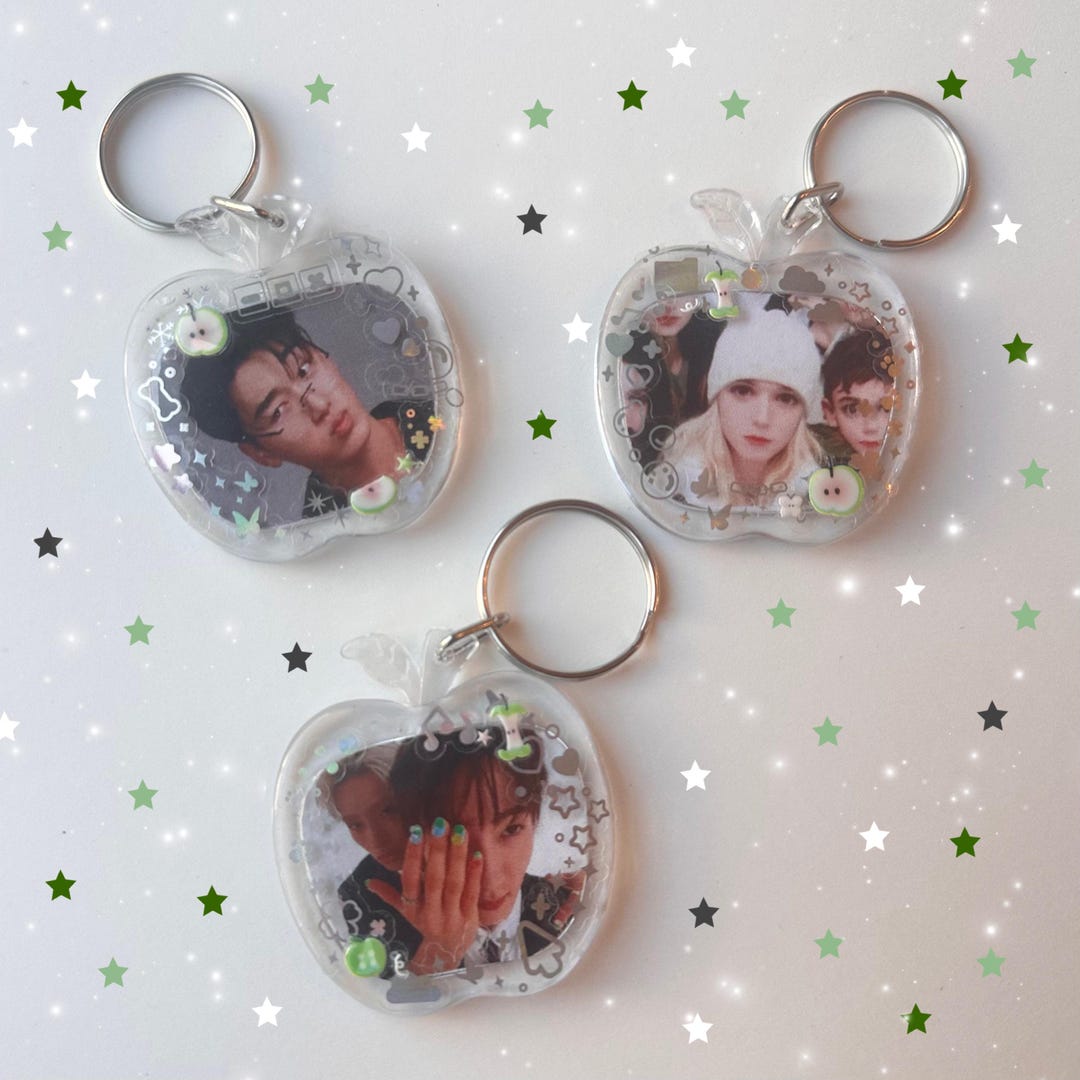 CUSTOM / ANY PHOTO Aesthetic Y2k Double Sided Apple Shaped Keychain ...