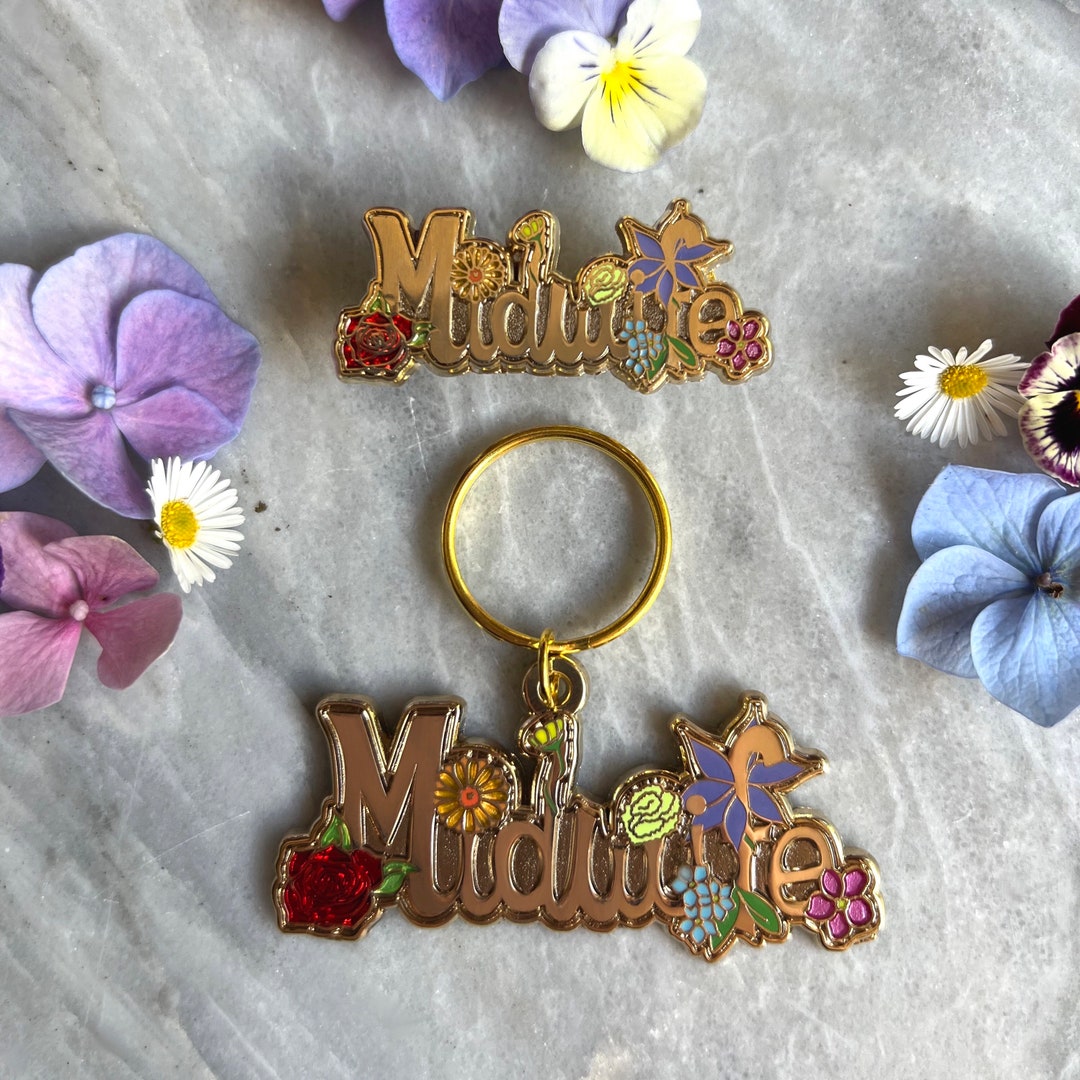 Midwife Rainbow Flowers Gold Enamel Pin - Etsy