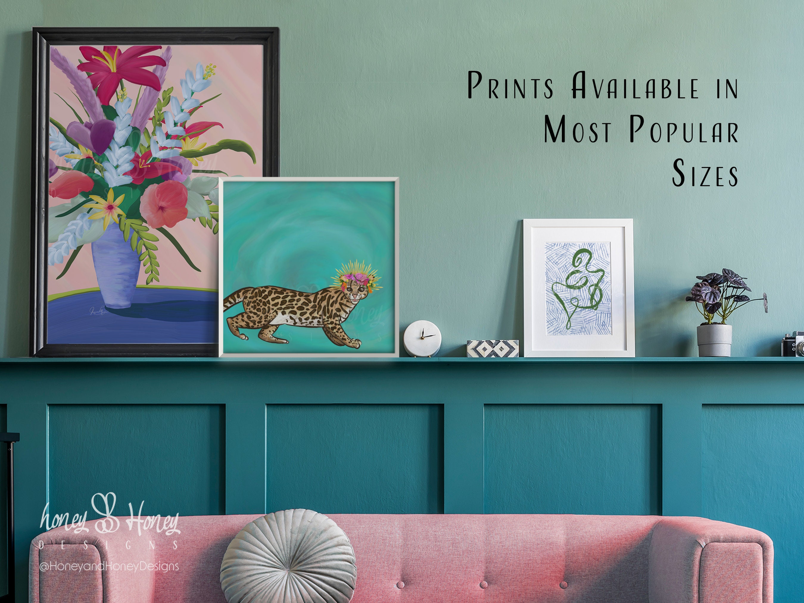 Margay With Floral and Halo Crown Poster Print Original Art - Etsy