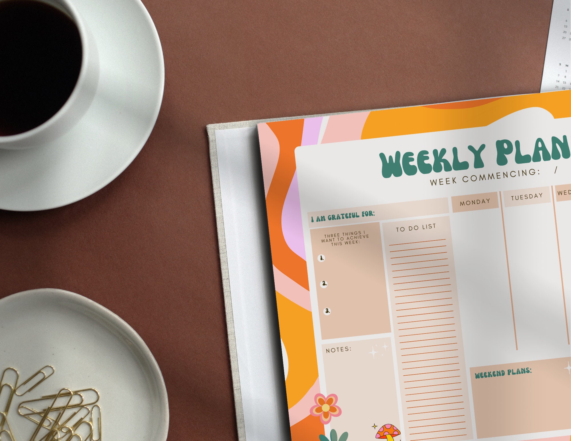 Cute Retro Printable Weekly Planner, Weekly Overview, Weekly Goals, M-F ...