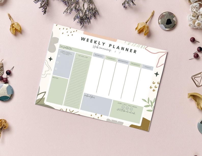 Boho Printable Autumn Weekly Planner, Fall Schedule, M-F Schedule, Fall ...