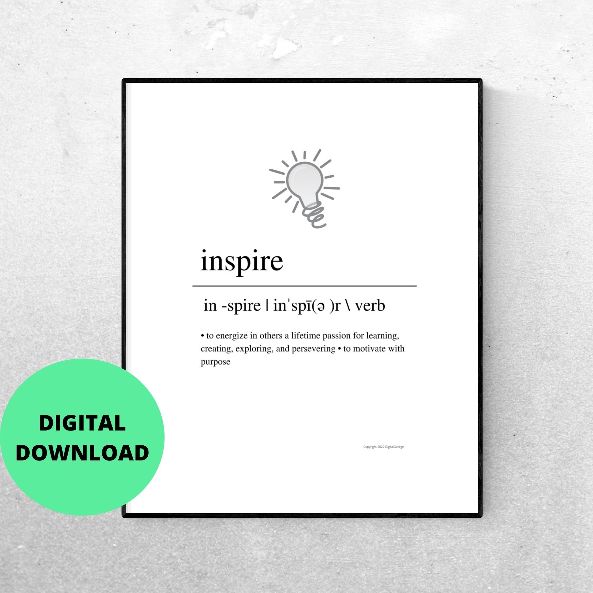 Inspire Definition Print, Inspire Definition Wall Art Print, Gift ...
