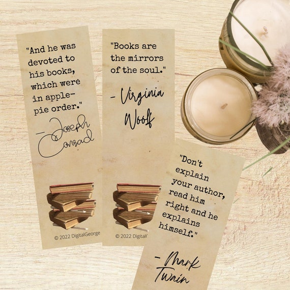 Printable Literary Quotes Bookmarks Bookmark Set Bookish - Etsy