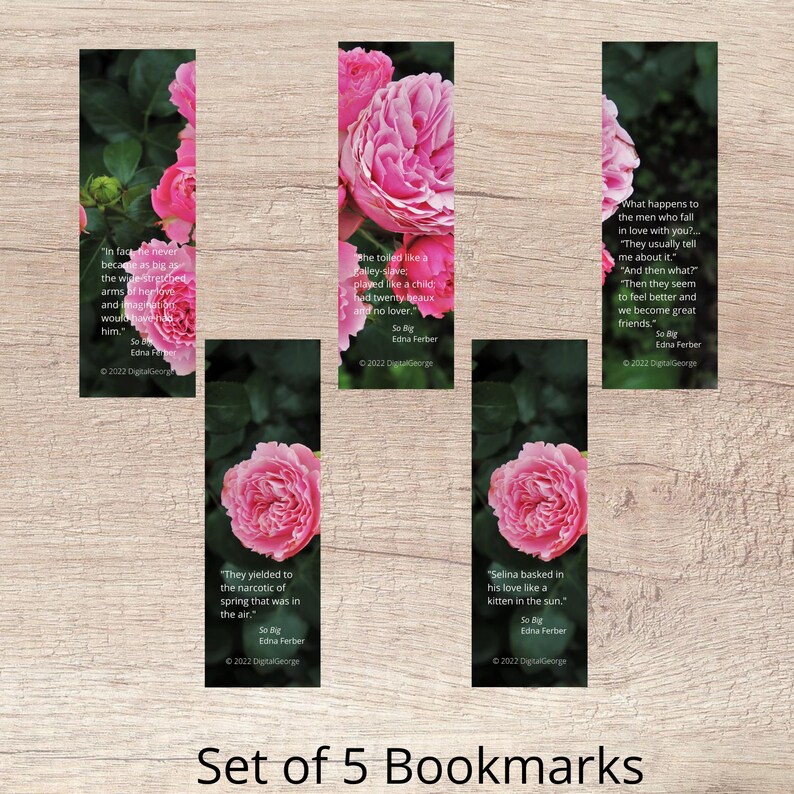 Female Author Printable Bookmarks Set, Instant Download Edna Ferber ...