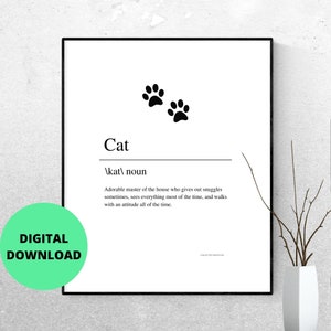 Cat Definition Print Cat Definition Wall Art Print Cat Lover - Etsy