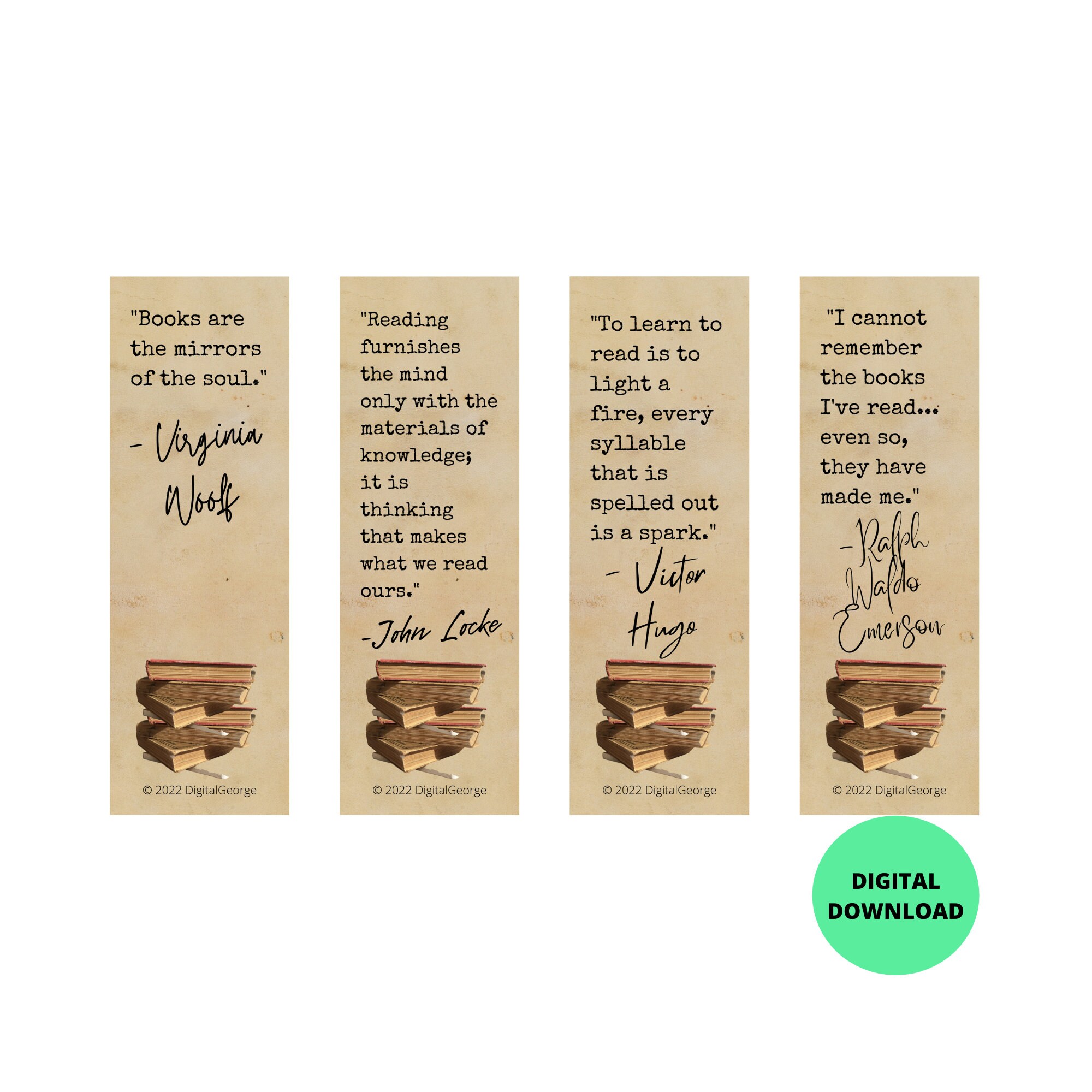 Printable Literary Quotes Bookmarks, Bookmark Set, Bookish Quotes ...