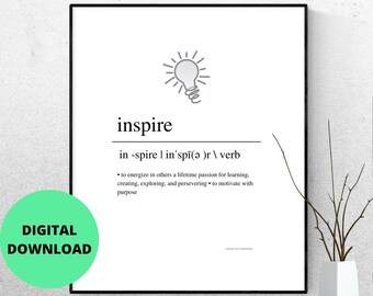 Inspire Print Definition Print Printable Motivational - Etsy