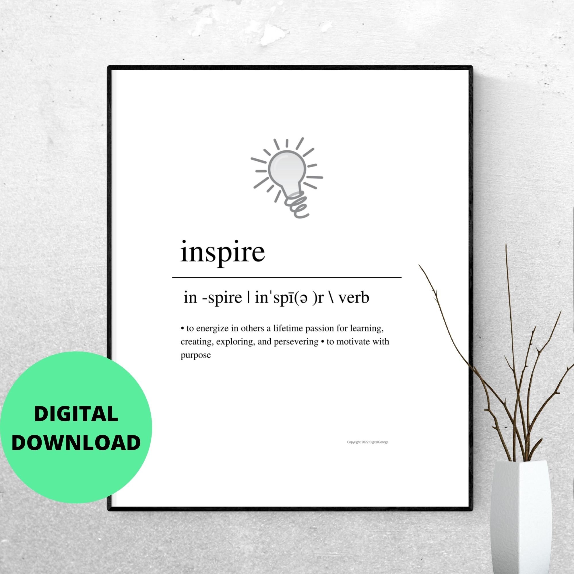 Inspire Definition Print, Inspire Definition Wall Art Print, Gift ...