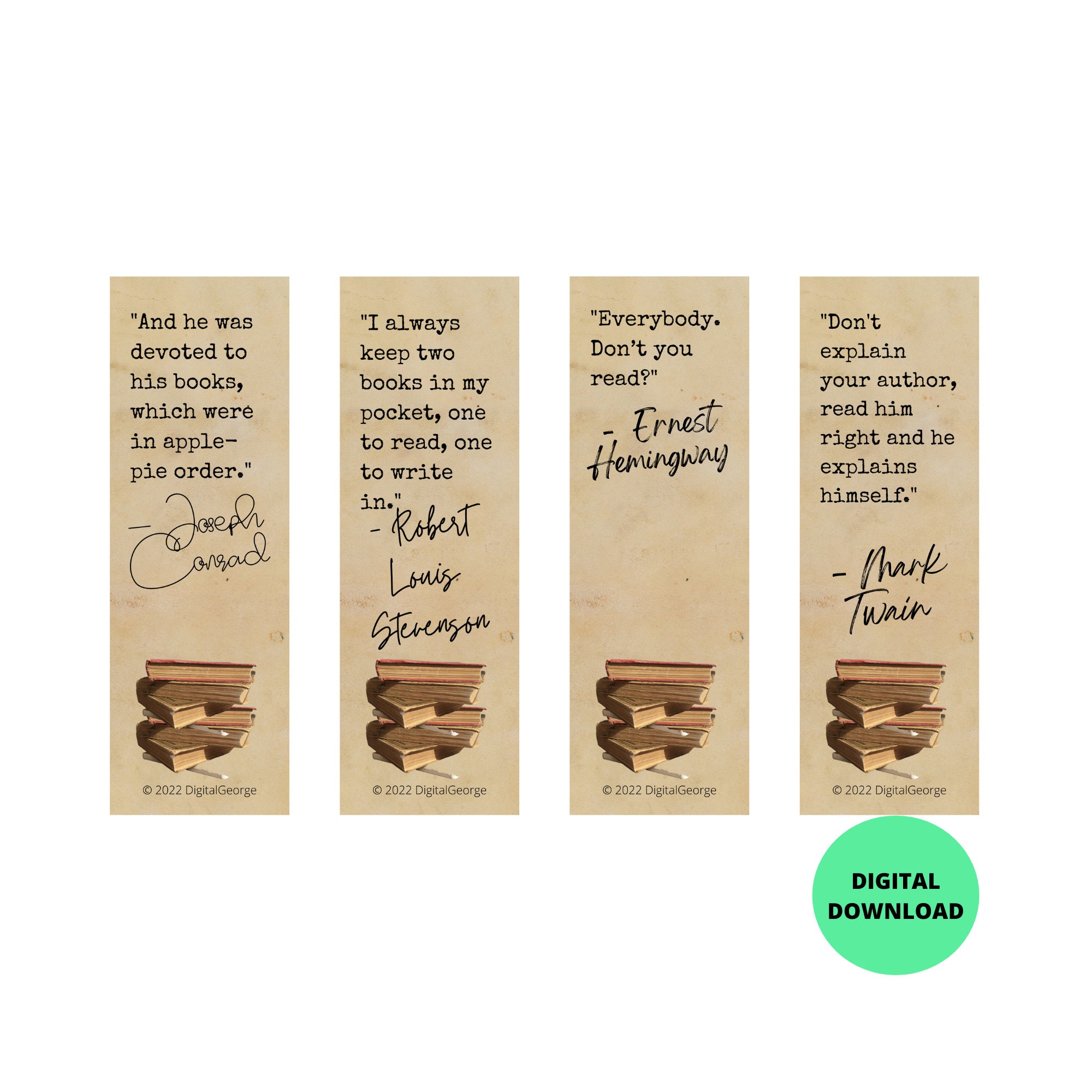 Printable Literary Quotes Bookmarks, Bookmark Set, Bookish Quotes ...