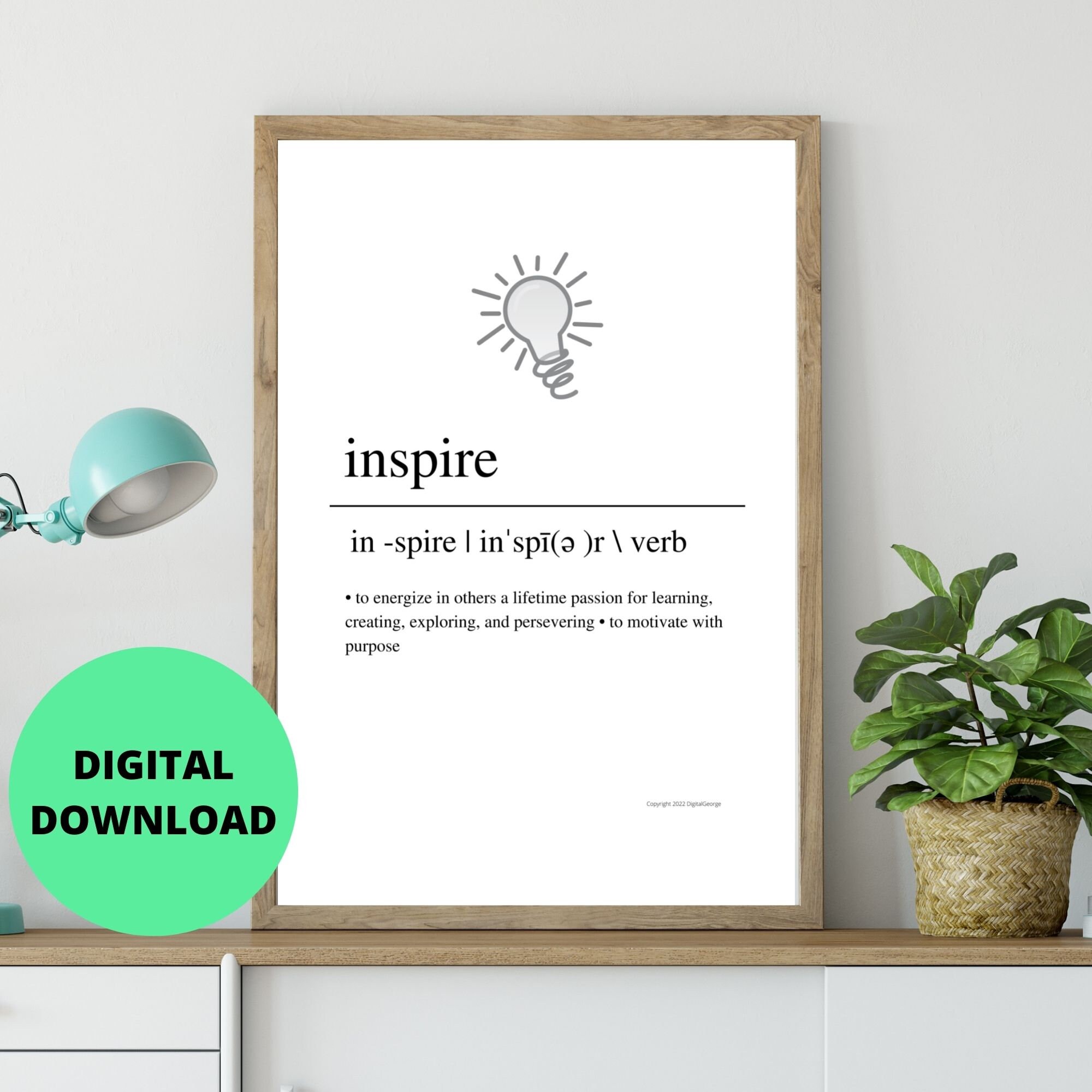 Inspire Definition Print, Inspire Definition Wall Art Print, Gift ...