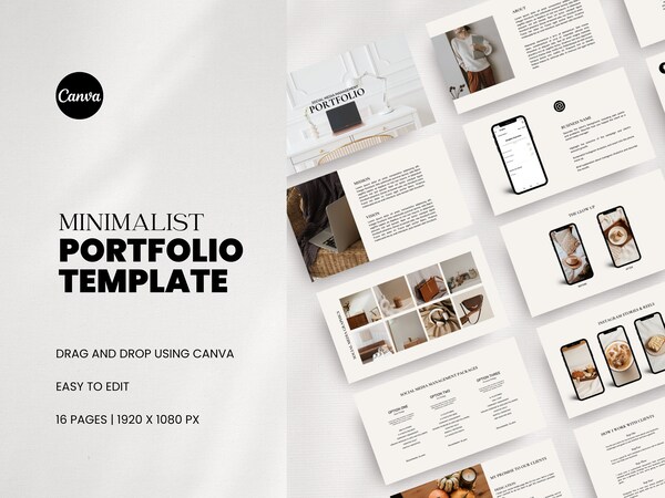 Minimalist Design Portfolio Template Bundled With CV Cover - Etsy Canada