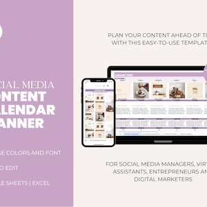 Social Media Content Calendar Planner Template Instagram Content Plan ...