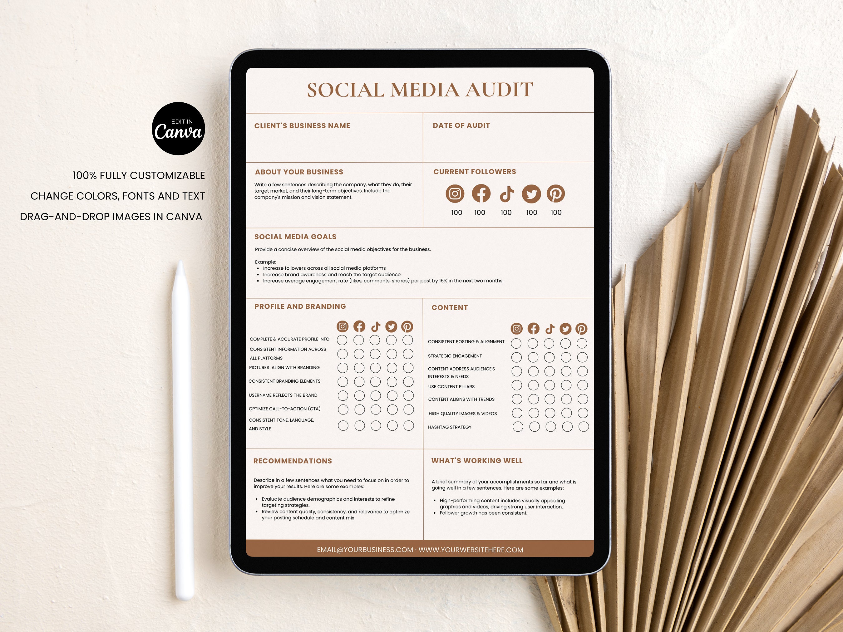 Social Media Audit Template Media Audit Kit Social Analytics Template ...