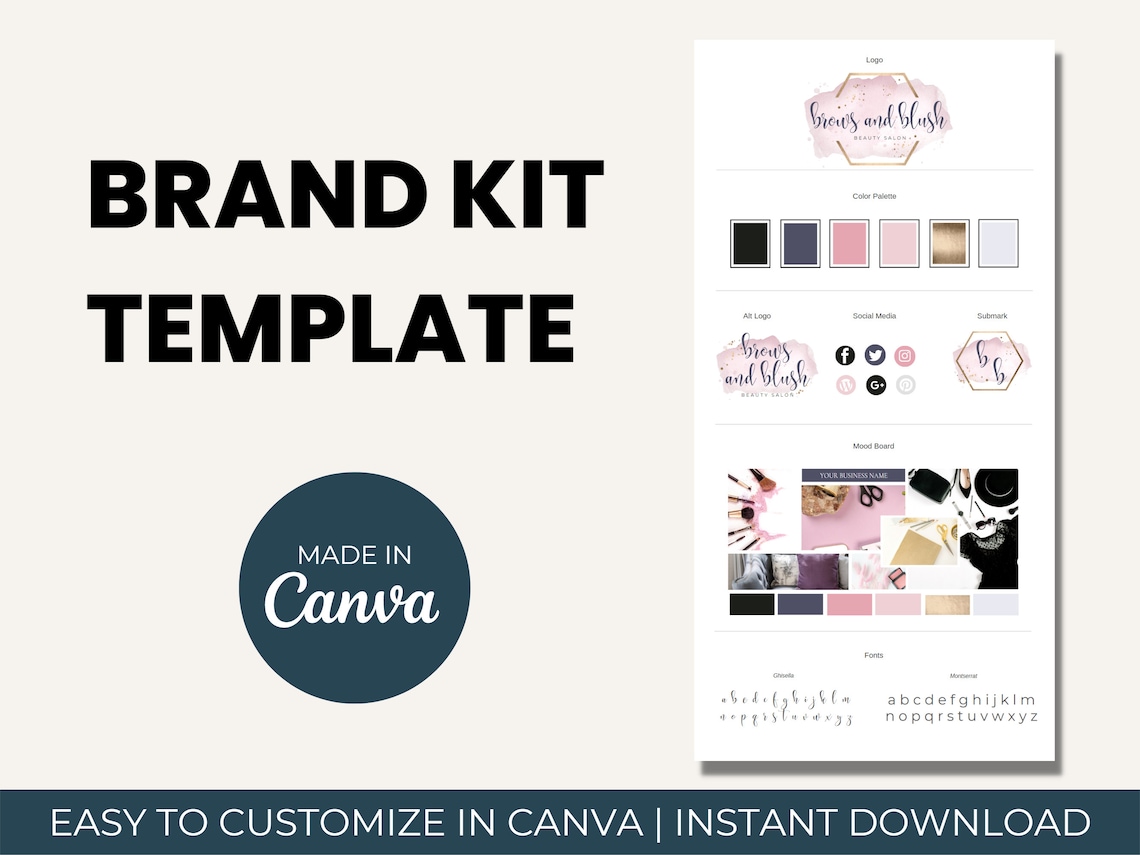 Canva Brand Kit Template Branding Kit Brand Board Template - Etsy