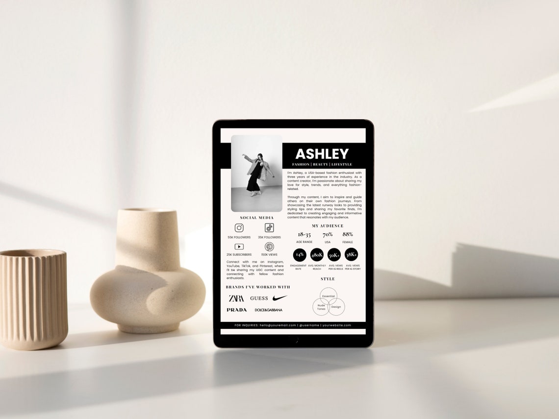 UGC Media Kit Portfolio Template, Influencer Blogger Youtube Tiktok ...