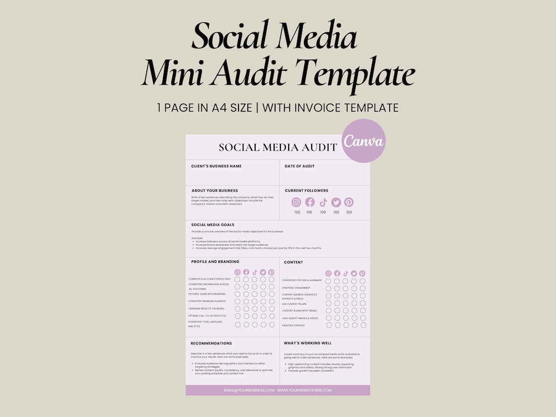 Social Media Audit Template for Social Media Managers | Client ...