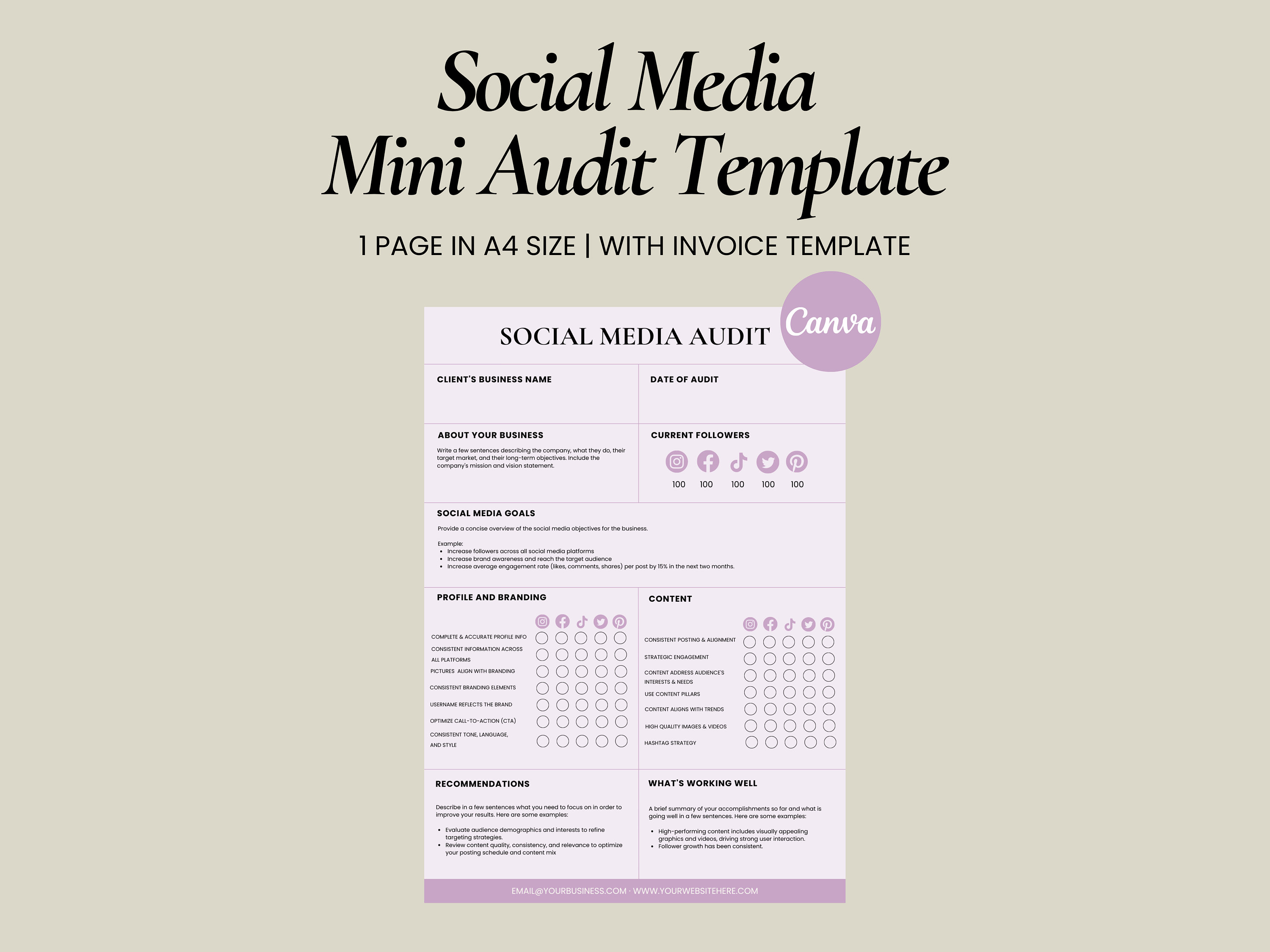 Social Media Audit Template for Social Media Managers | Client ...