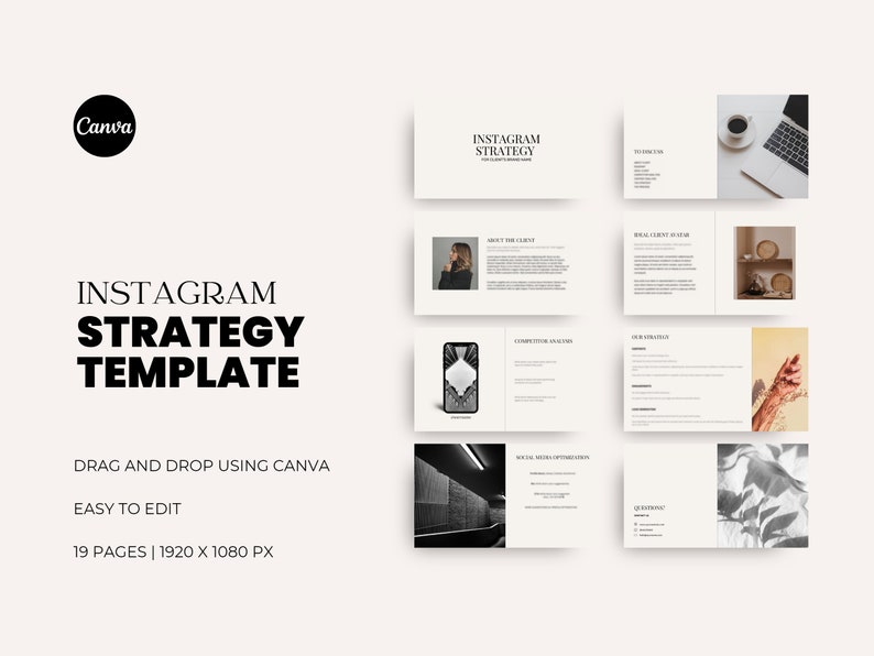 Minimalist Instagram Strategy Template | Social Medium Strategy for ...