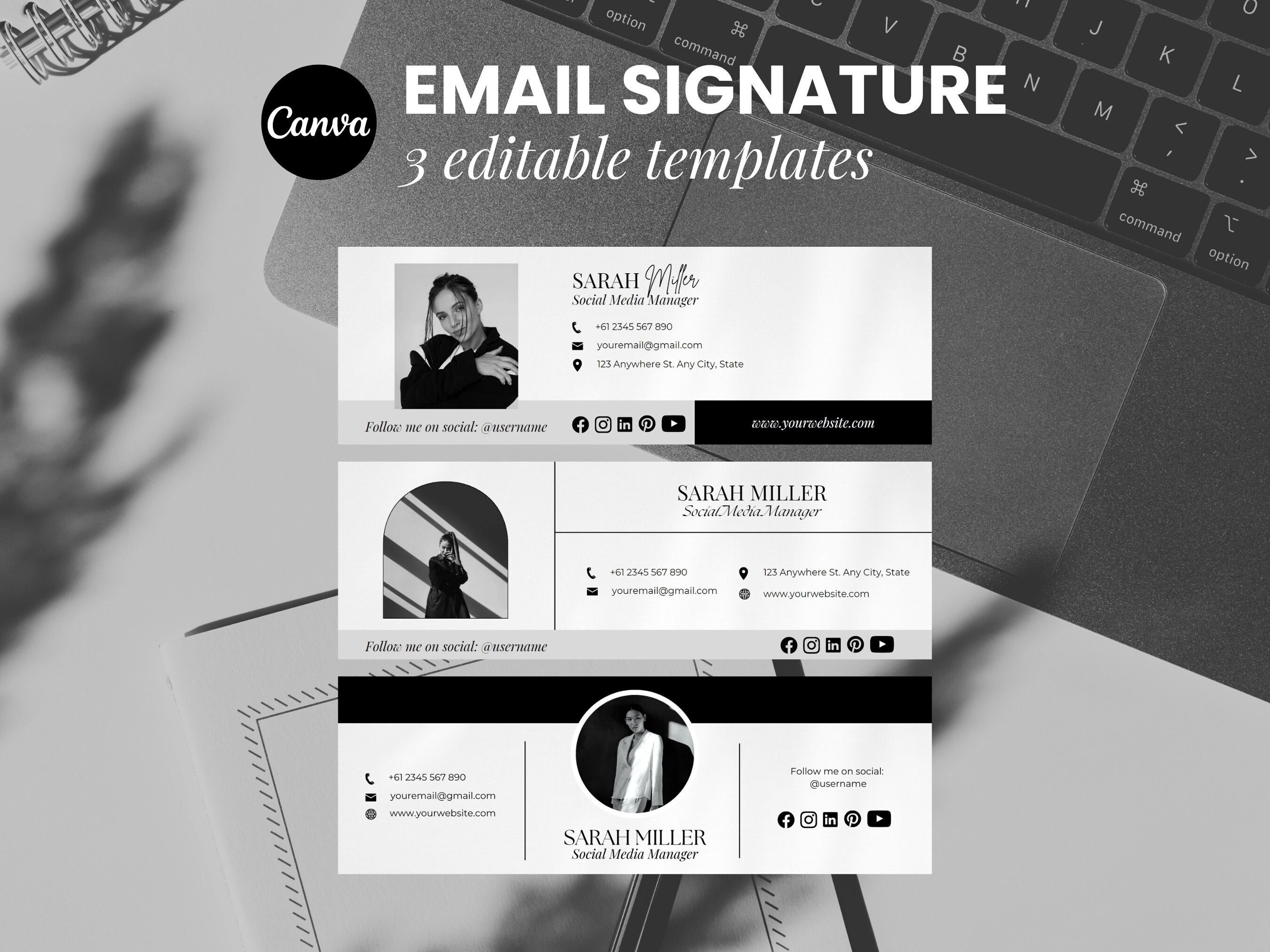 Email Signature Template Bundle, Custom Signature Design, Digital ...