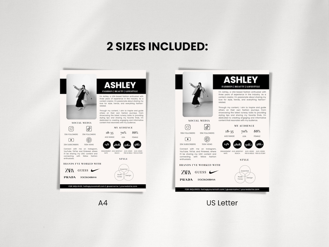 UGC Media Kit Portfolio Template, Influencer Blogger Youtube Tiktok ...