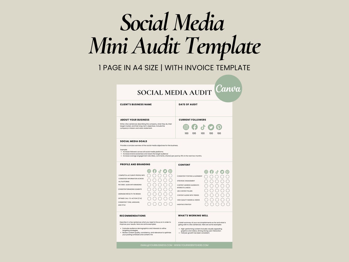 Social Media Audit Template for Social Media Managers Client Marketing ...