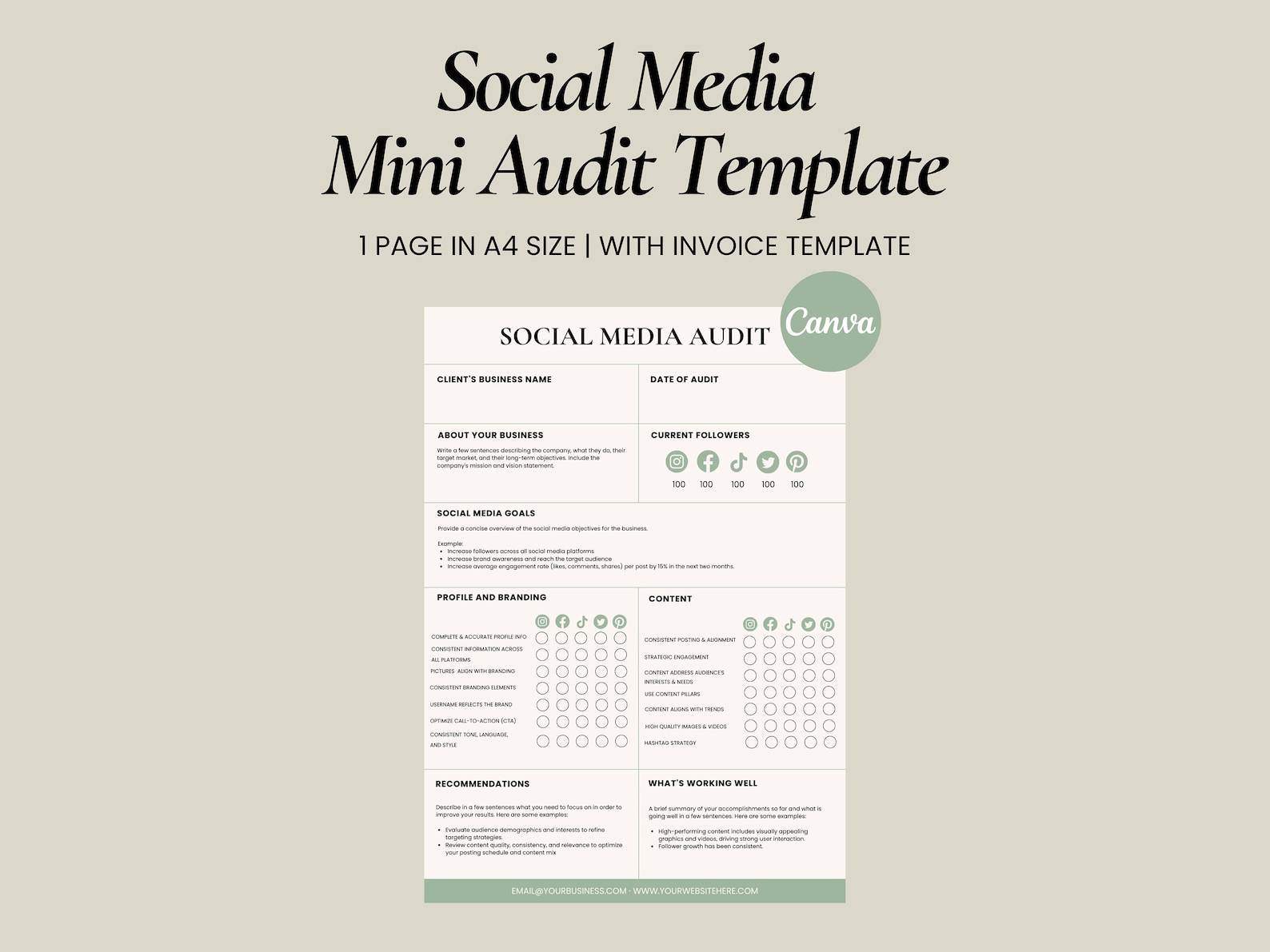 Social Media Audit Template for Social Media Managers | Client ...