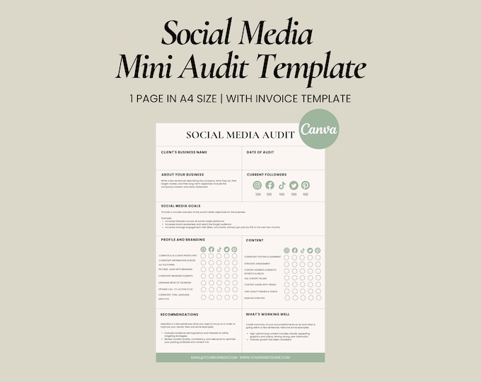 Mini Social Media Audit Template - Etsy Canada