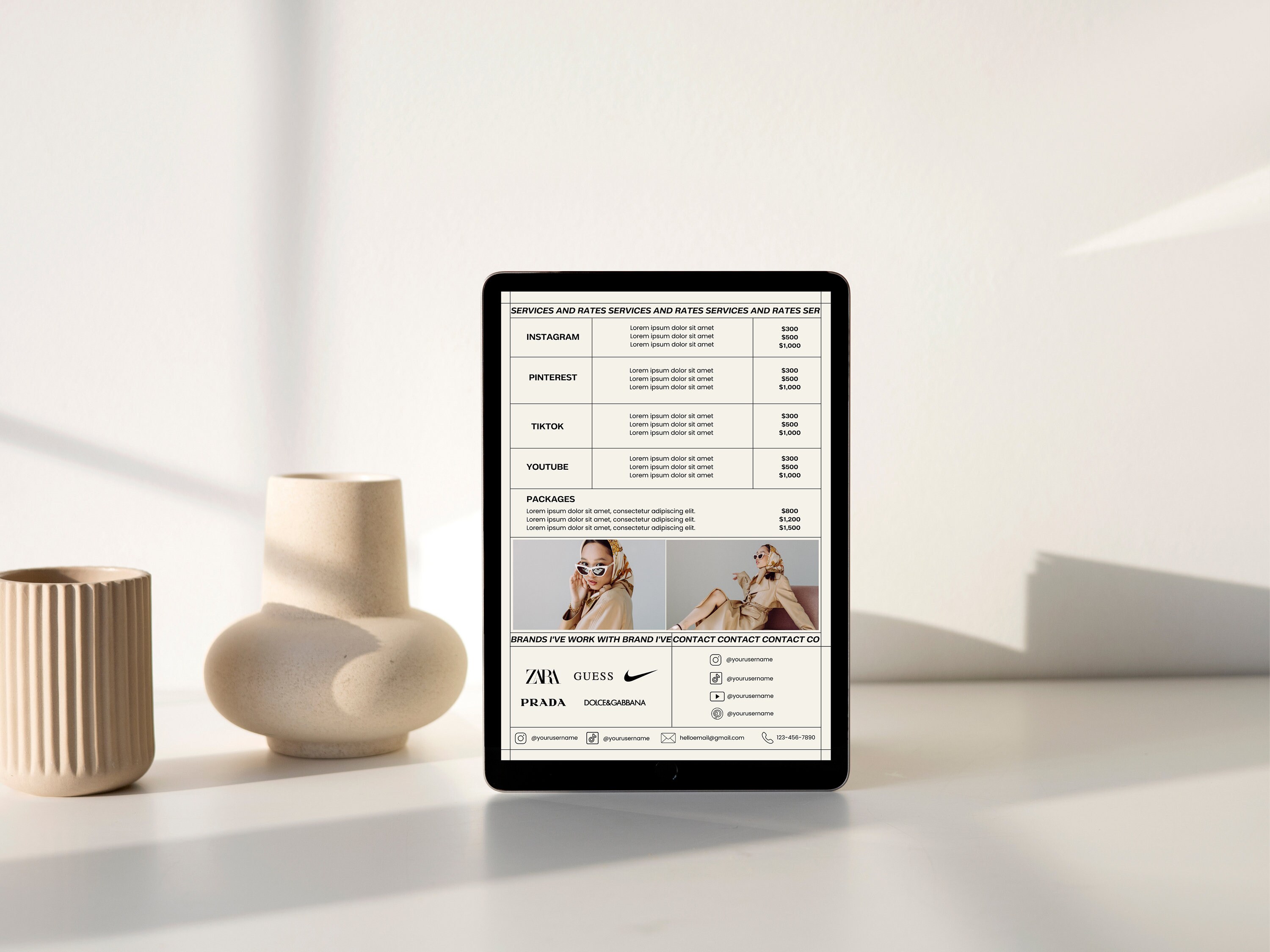 UGC Media Kit Portfolio Template, Influencer Blogger Youtube Tiktok ...