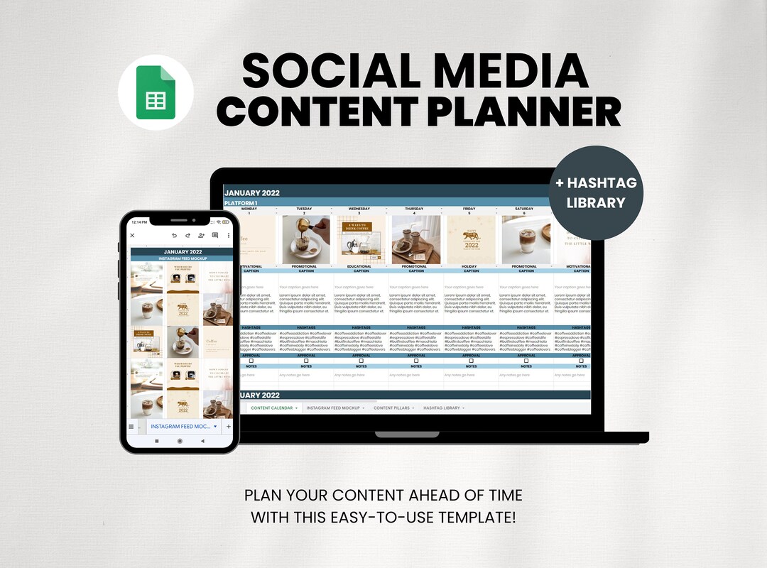 Social Media Content Calendar Planner Template | Instagram Content Plan ...