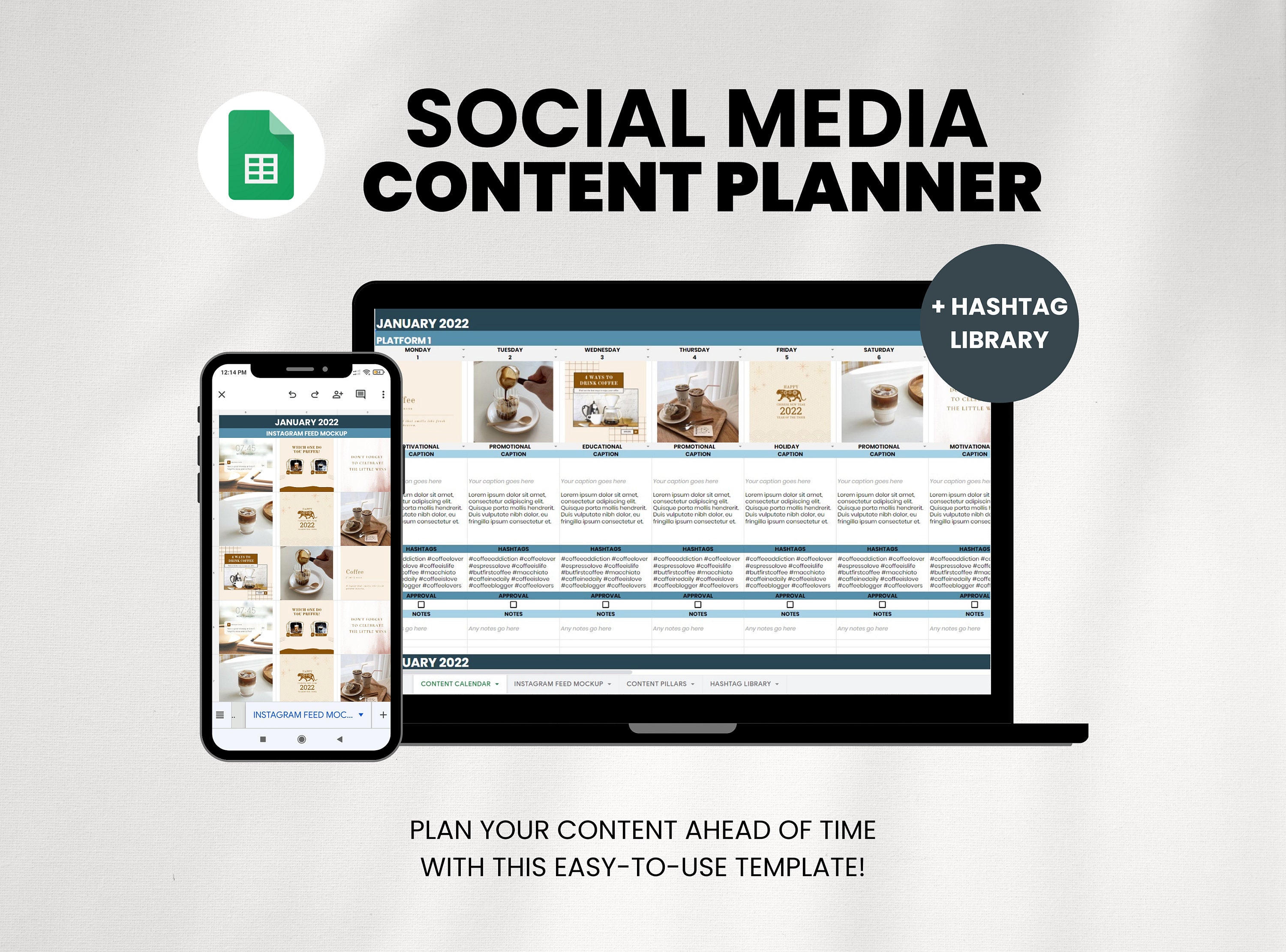 Social Media Content Calendar Planner Template Instagram Content Plan ...