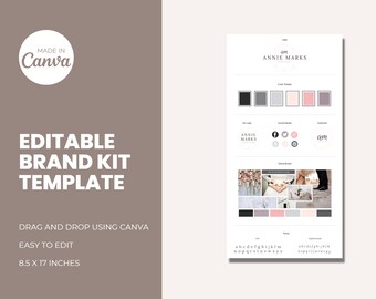 Retro Brand Board Template, Brand Guide Template, Canva Templates ...