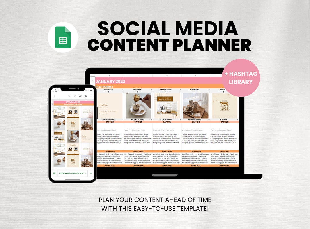 Social Media Content Calendar Planner Template | Instagram Content Plan ...