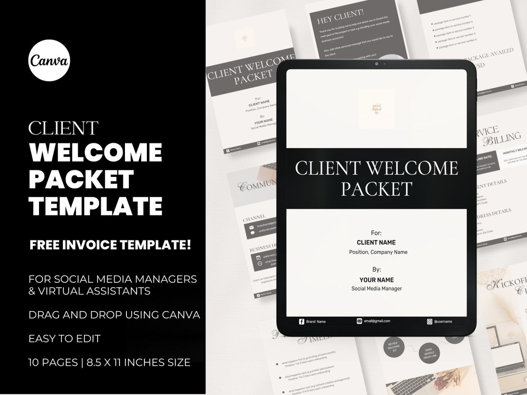 New Client Onboarding Welcome Packet for Social Media Manager, Canva ...