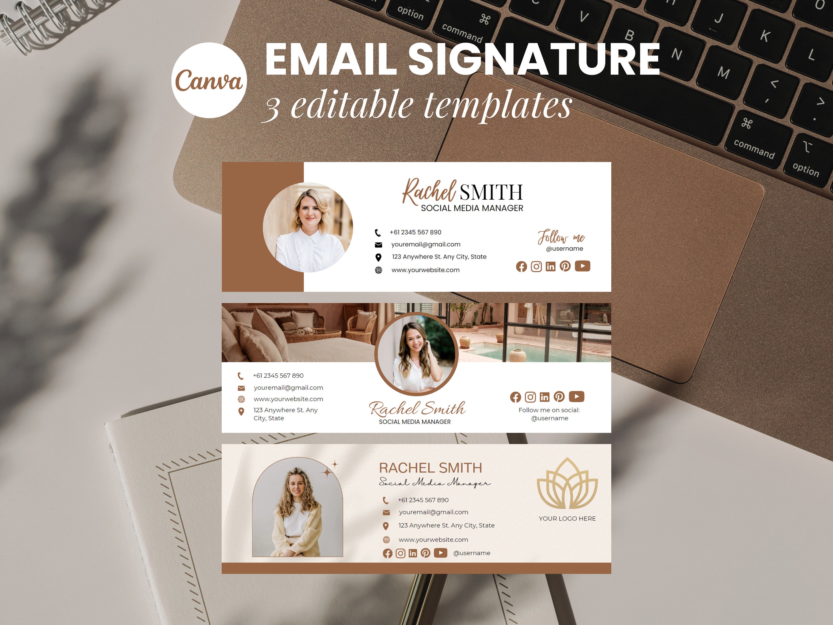 Email Signature Template for Social Media Manager, Email Signature Logo ...