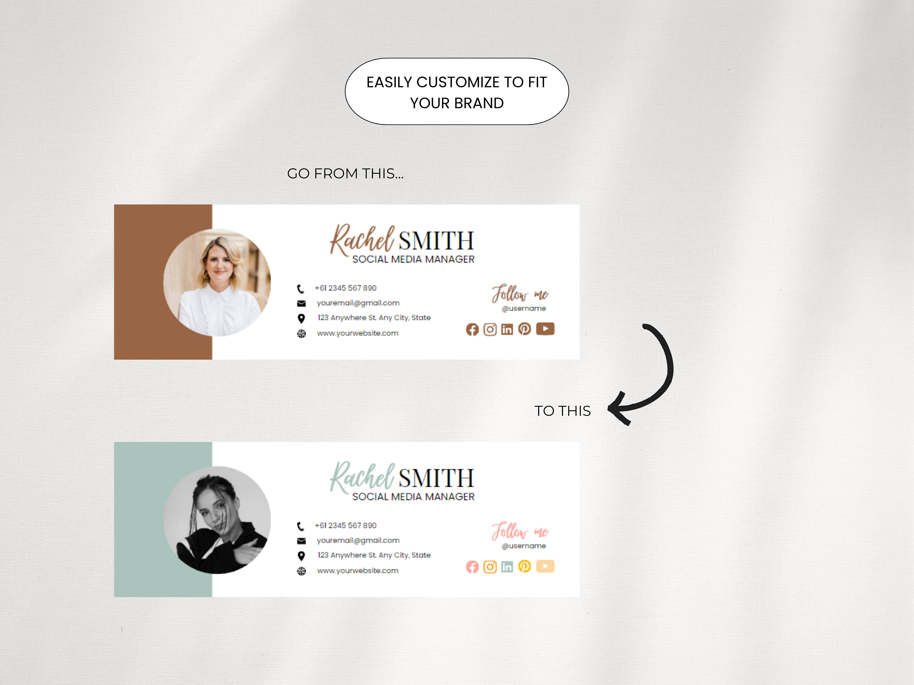Email Signature Template for Social Media Manager, Email Signature Logo ...