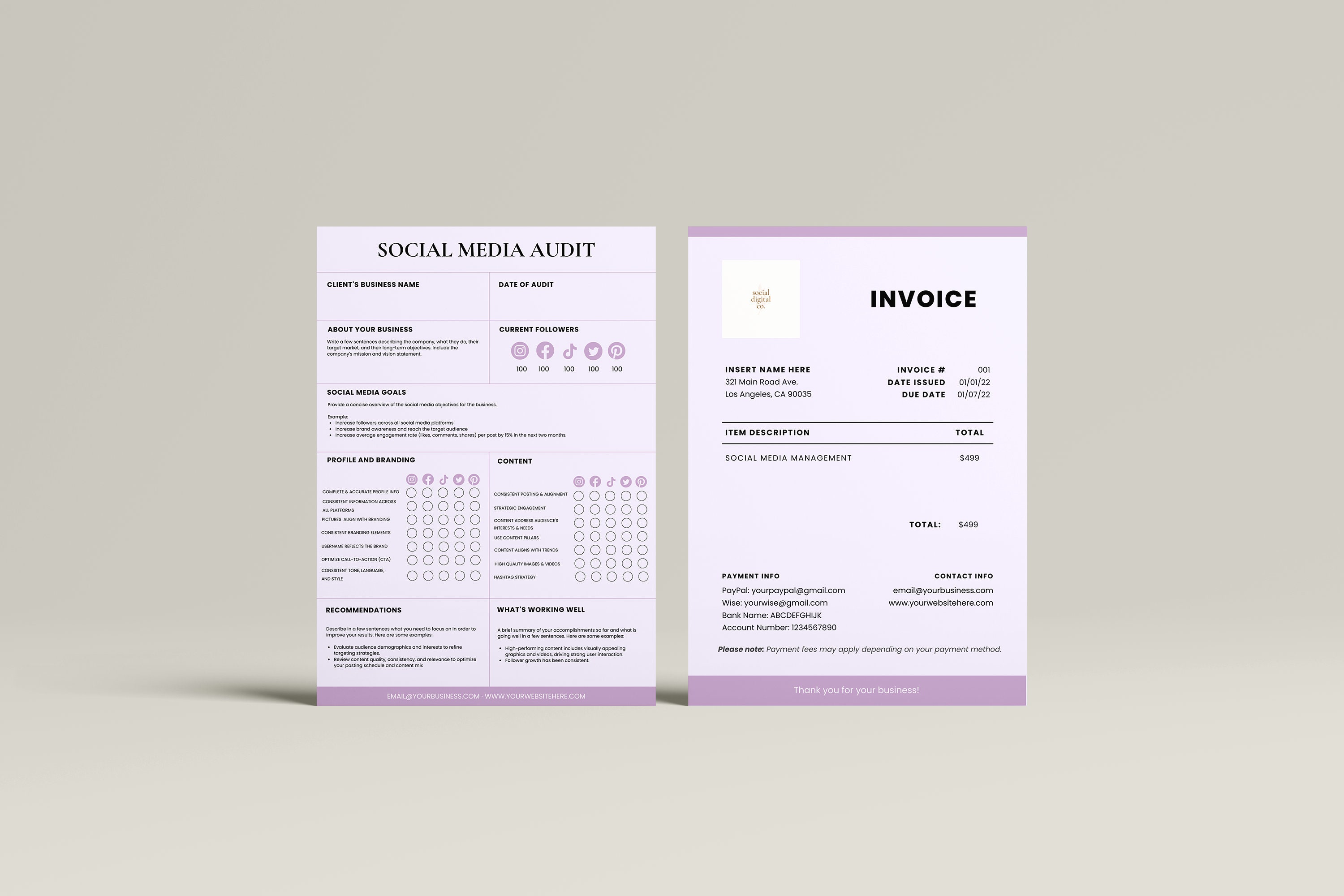 Social Media Audit Template for Social Media Managers | Client ...