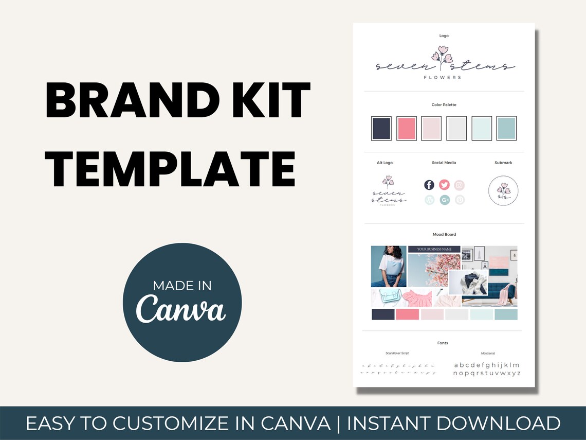 Canva Brand Kit Template Branding Kit Brand Board Template - Etsy