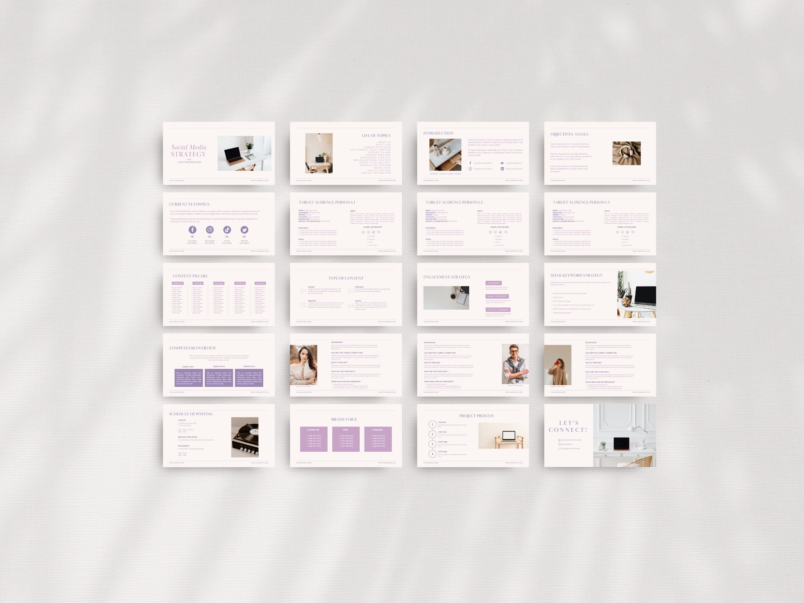 Purple Social Media Strategy Template Client Strategy Template for ...