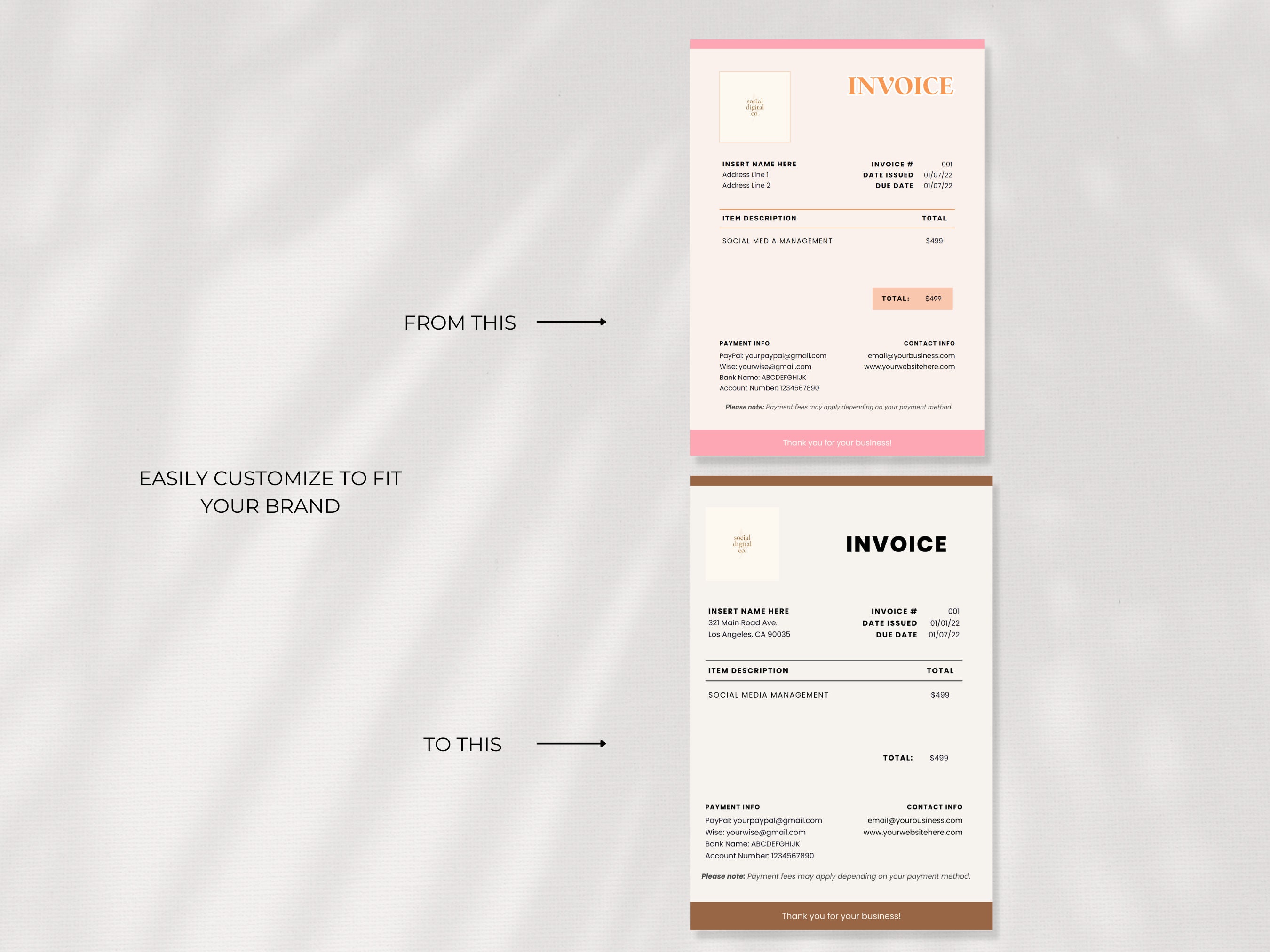 Social Media Manager Invoice Template | Freelancer Invoice Template ...