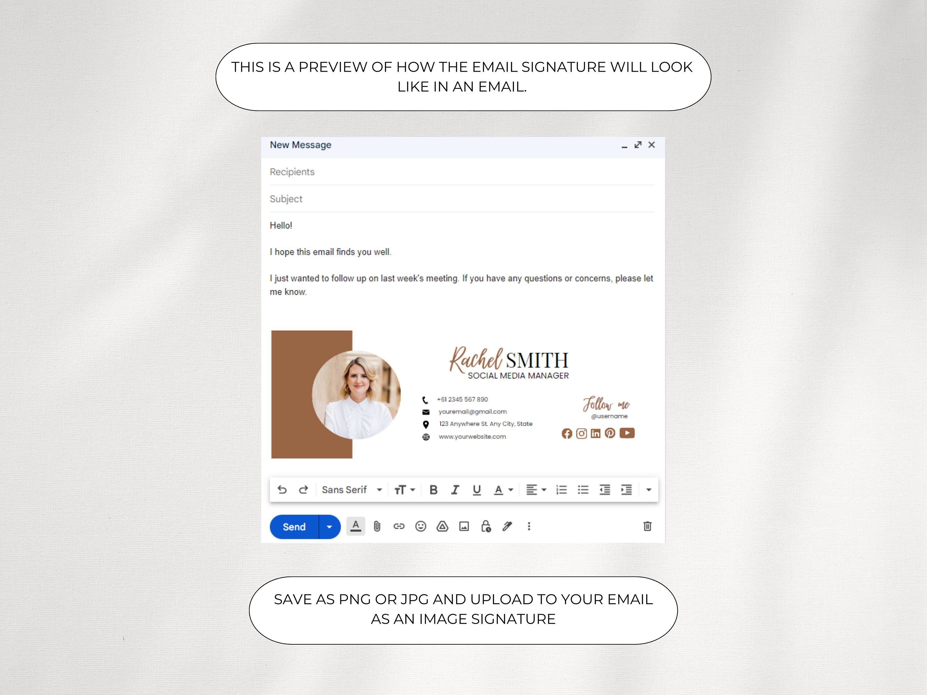 Email Signature Template for Social Media Manager, Email Signature Logo ...