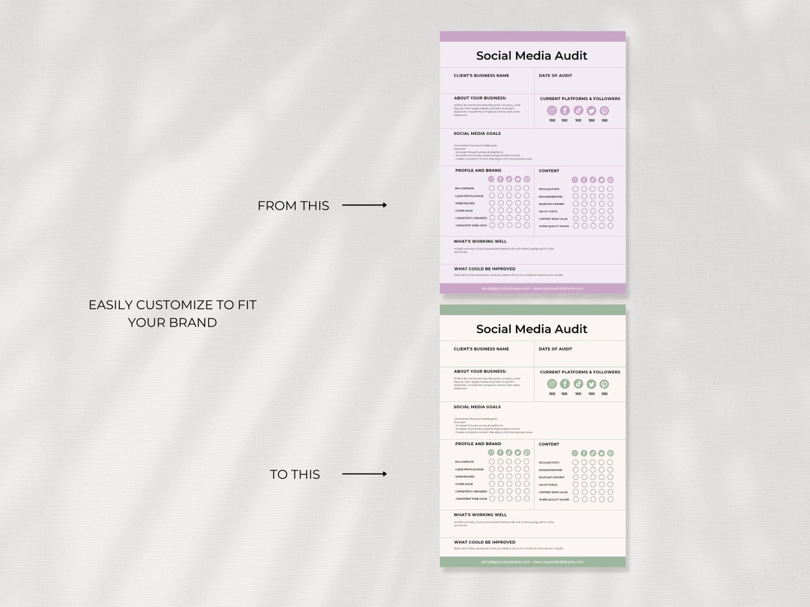 Social Media Audit Template for Social Media Managers Client - Etsy