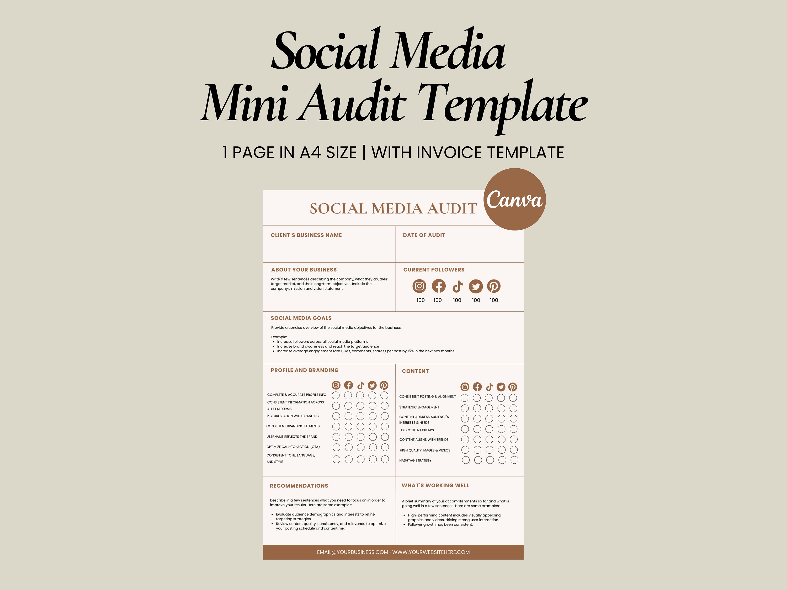 Social Media Audit Template Media Audit Kit Social Analytics Template ...