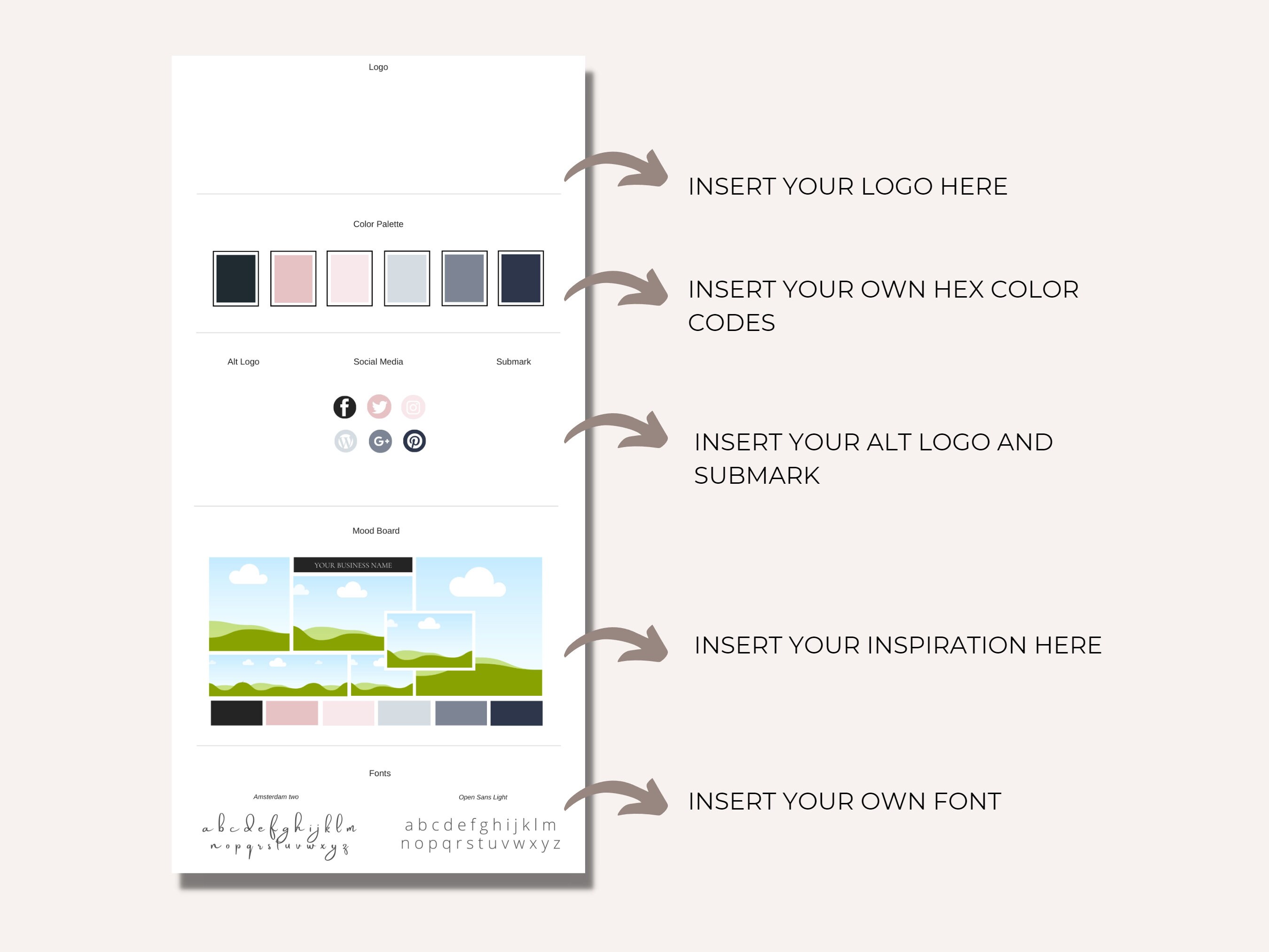 Canva Brand Kit Template Branding Kit Brand Board Template - Etsy